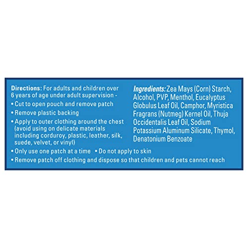 Vicks Children's VapoPatch, Wearable Mess-Free Aroma Patch, Soothing & Comforting Non-Medicated Vicks Vapors, For Children Ages 6+, 5ct (Pack of 2)