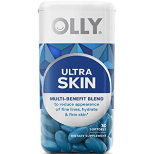 OLLY Ultra Strength Skin Softgels, Hydrate and Firm Skin, Hyaluronic Acid, Zeaxanthin, Lutein, Vitamin C, Skin Supplement, 30 Day Supply - 30 Count (Packaging May Vary)