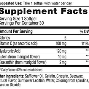 OLLY Ultra Strength Skin Softgels, Hydrate and Firm Skin, Hyaluronic Acid, Zeaxanthin, Lutein, Vitamin C, Skin Supplement, 30 Day Supply - 30 Count (Packaging May Vary)