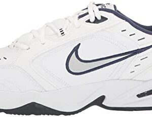 Nike Men's NIKE AIR MONARCH IV (4E) RUNNING SHOES -12; White / Metallic Silver-Midnight Navy