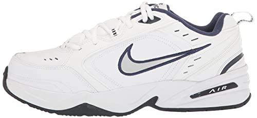 Nike Men's NIKE AIR MONARCH IV (4E) RUNNING SHOES -12; White / Metallic Silver-Midnight Navy