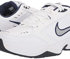 Nike Men's NIKE AIR MONARCH IV (4E) RUNNING SHOES -12; White / Metallic Silver-Midnight Navy