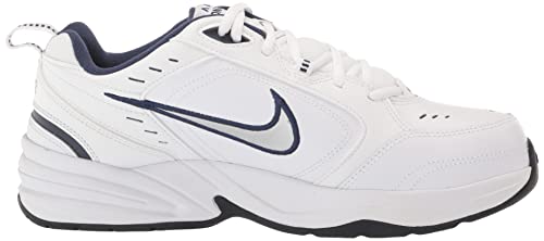 Nike Men's NIKE AIR MONARCH IV (4E) RUNNING SHOES -12; White / Metallic Silver-Midnight Navy