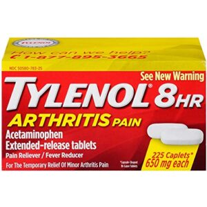 tylenol 8 hour arthritis pain reliever fever reducer extended release caplet, 225 count