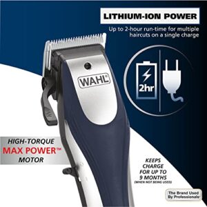 Wahl Lithium Ion Pro Rechargeable Cord/Cordless Hair Clipper Kit for Men, Woman, & Children with Smart Charge Technology for Convenient at Home Haircutting - Model 79470