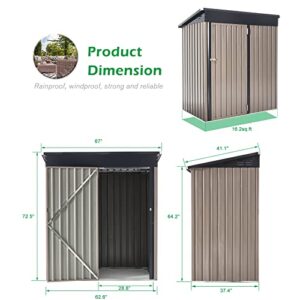 AECOJOY 5' x 3' Outdoor Storage Shed, Small Metal Shed with Design of Lockable Door, Utility and Tool Storage for Garden, Backyard, Patio, Outside use.