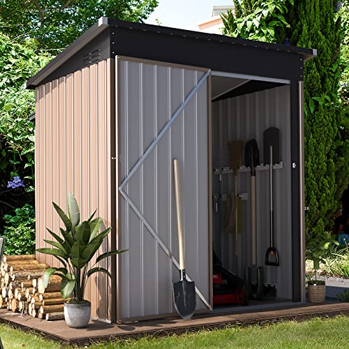 AECOJOY 5' x 3' Outdoor Storage Shed, Small Metal Shed with Design of Lockable Door, Utility and Tool Storage for Garden, Backyard, Patio, Outside use.