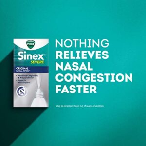 Vicks Sinex SEVERE, Nasal Spray, Original Sinus Decongestant for Fast Relief of Cold & Allergy Congestion, Sinus Pressure Relief, 0.5 Fl. Oz (Pack of 4)