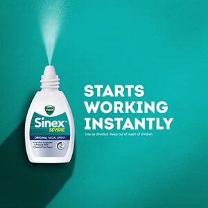 Vicks Sinex SEVERE, Nasal Spray, Original Sinus Decongestant for Fast Relief of Cold & Allergy Congestion, Sinus Pressure Relief, 0.5 Fl. Oz (Pack of 4)