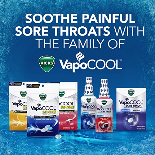 VapoCOOL Severe, Medicated Drops, Menthol Soothes Sore Throat Pain Caused by Cough, Winterfrost Flavor, 225 Drops (5 Packs of 45)