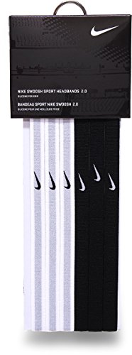 Nike Swoosh Sport Headbands 2.0 (Black/White/Grey), One Size Fits Most