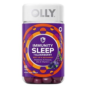 olly immunity sleep gummy, melatonin, elderberry, echinacea, zinc and vitamin c, sleep aid (80 gummies)