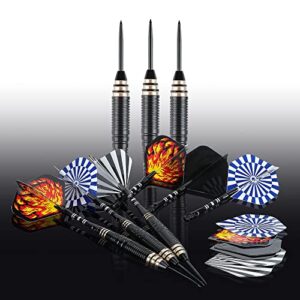 CareGames Steel Tip Darts Set 24g with Carrying case and Extra Accessories,Black