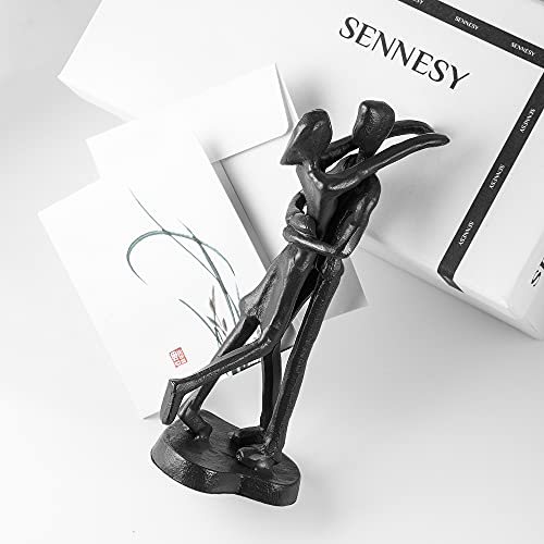 SENNESY Handcrafted Iron Sculpture - Romantic Gift for Weddings and Anniversaries - for Him and Her - Blank Greeting Card Included