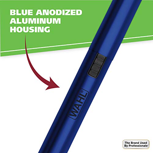 Wahl Lithium 2 in 1 Pen Detail Trimmer for Nose, Ear, Neckline, Eyebrow, & Other Detailing - Blue - by The Brand Used by Professionals - Model 5643-200