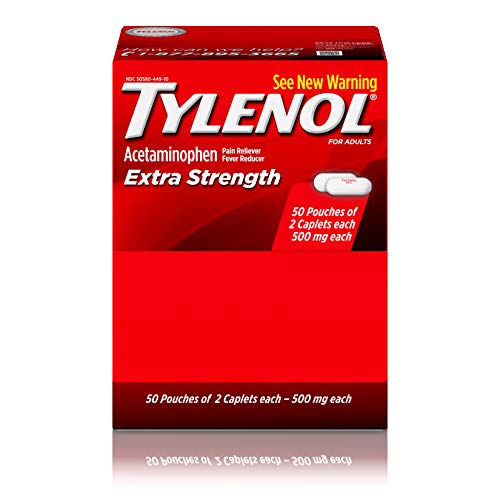 Tylenol Extra Strength Caplets with Acetaminophen, Pain Reliever & Fever Reducer, 2-Pack of 50 ct