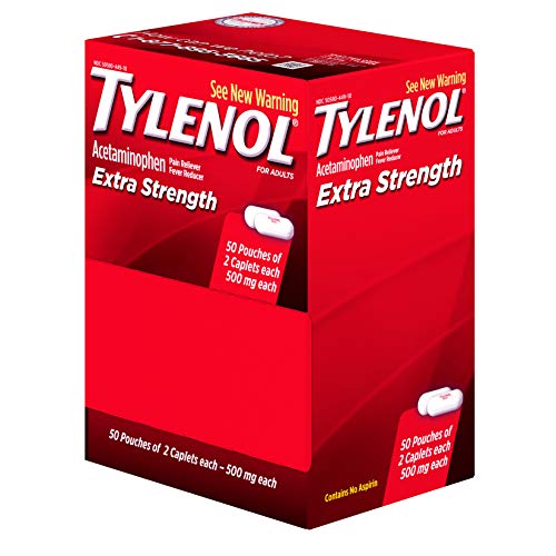 Tylenol Extra Strength Caplets with Acetaminophen, Pain Reliever & Fever Reducer, 2-Pack of 50 ct