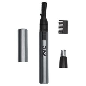 wahl micro groomsman personal pen trimmer & detailer for hygienic grooming with rinseable, interchangeable heads for eyebrows, neckline, nose, ears, & other detailing – 05640-600