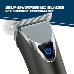 WAHL Stainless Steel Lithium Ion 2.0+ Slate Beard Trimmer for Men - Electric Shaver, Nose Ear Trimmer, Rechargeable All in One Men's Grooming Kit - Model 9864