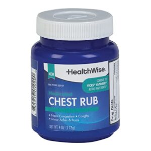 healthwise medicated chest rub | cough suppressant | relieves nasal congestion | relieves minor aches and pains | 4 oz.