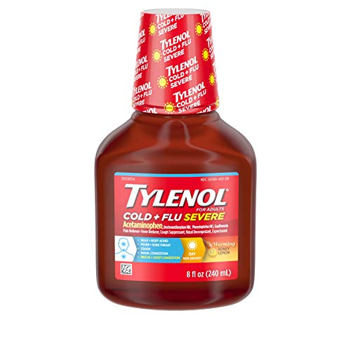 Tylenol Cold + Flu Severe Flu Medicine, Liquid Daytime Cold and Flu Relief, Honey Lemon, 8 fl. oz