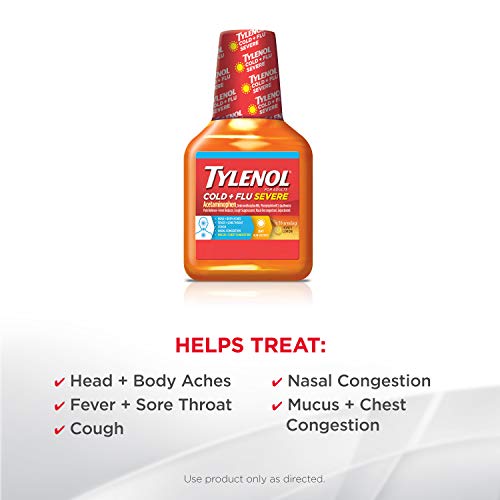 Tylenol Cold + Flu Severe Flu Medicine, Liquid Daytime Cold and Flu Relief, Honey Lemon, 8 fl. oz