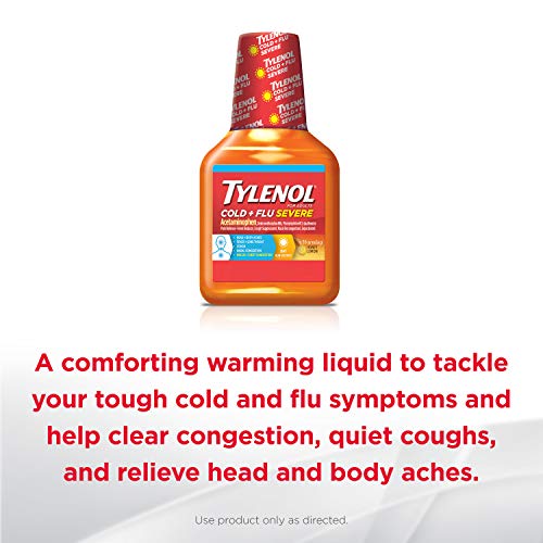 Tylenol Cold + Flu Severe Flu Medicine, Liquid Daytime Cold and Flu Relief, Honey Lemon, 8 fl. oz