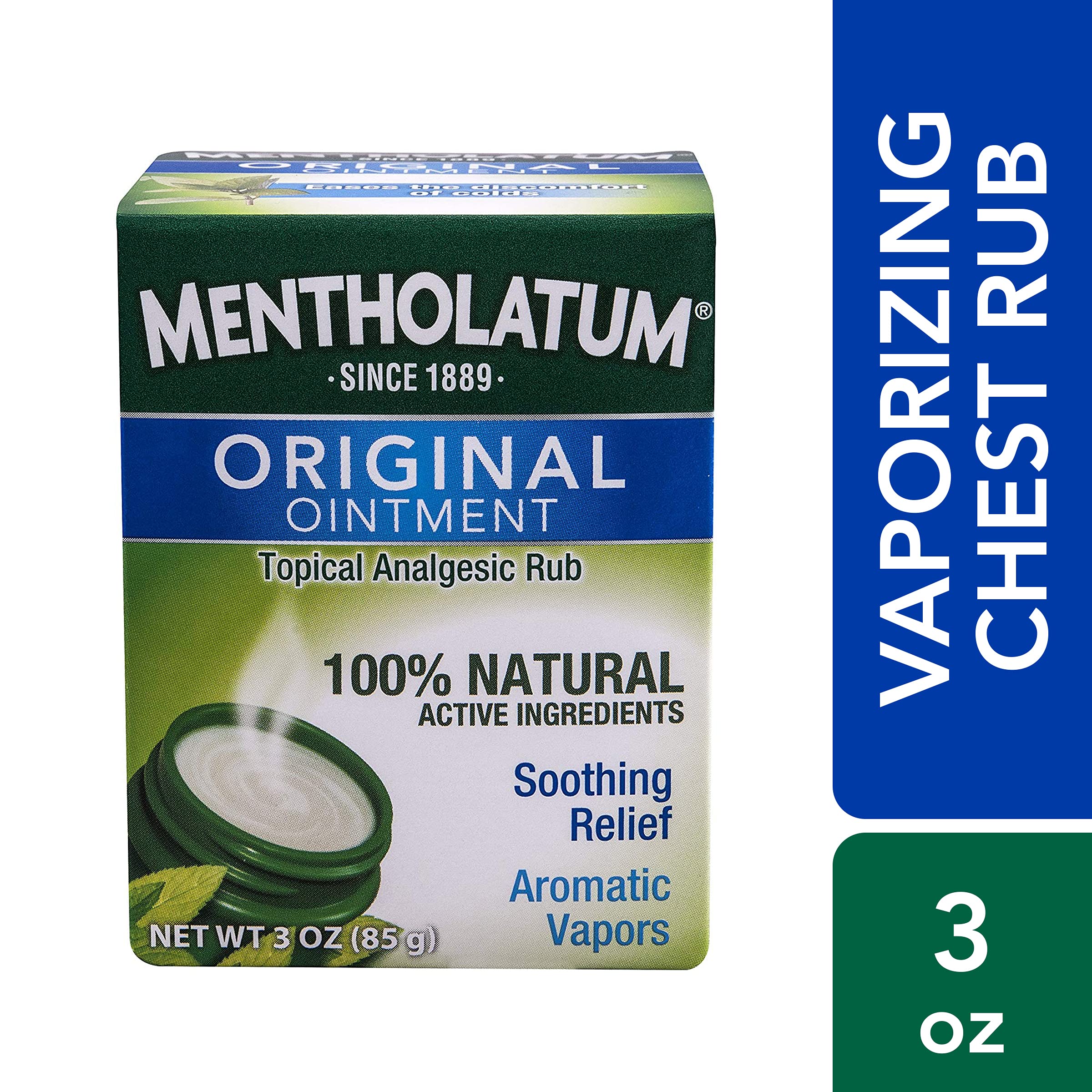 Mentholatum Original Chest Rub Ointment , White, 3 Ounce (Pack of 1) (0483)