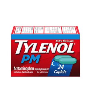 tylenol pm extra strength pain reliever & sleep aid caplets, 500 mg acetaminophen, 24 ct