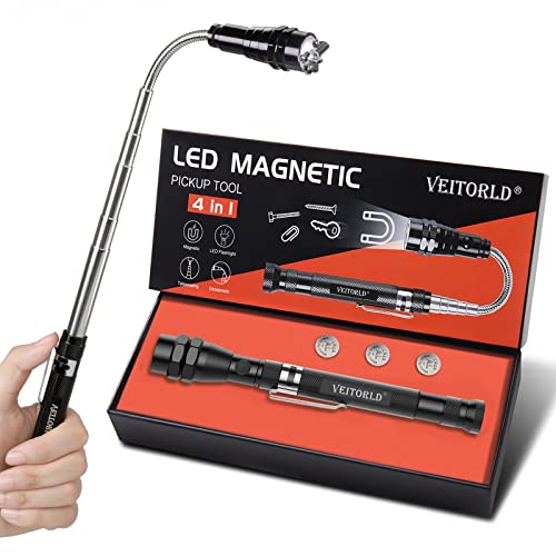 VEITORLD Extendable Magnetic Flashlight, Telescoping Magnet Pickup Tool - Gifts for Men Dad Husband Him From Daughter Son, Unique Birthday Gifts Ideas for Boyfriend Grandpa Brother Women