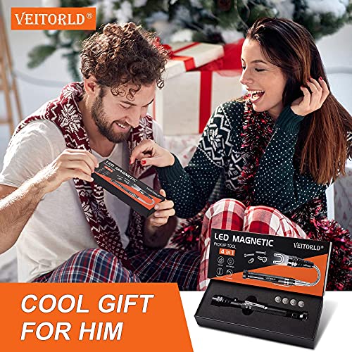 VEITORLD Extendable Magnetic Flashlight, Telescoping Magnet Pickup Tool - Gifts for Men Dad Husband Him From Daughter Son, Unique Birthday Gifts Ideas for Boyfriend Grandpa Brother Women