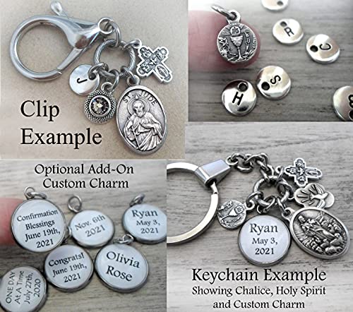 St. Elizabeth Ann Seton Necklace, Keychain or Clip, Patron Saint Confirmation Gift, Birthstone Crystal and Initial Charm