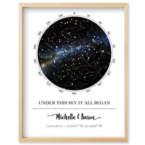 Custom Star Map - Personalized Star Map (Multiple Sizes - Unframed Star Prints, Star Constellation Map Wall Art, Great Gift - Special Occasion, Engagement Gift, Wedding Gift, Anniversary Gift)