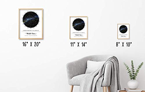 Custom Star Map - Personalized Star Map (Multiple Sizes - Unframed Star Prints, Star Constellation Map Wall Art, Great Gift - Special Occasion, Engagement Gift, Wedding Gift, Anniversary Gift)