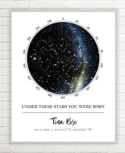 Custom Star Map - Personalized Star Map (Multiple Sizes - Unframed Star Prints, Star Constellation Map Wall Art, Great Gift - Special Occasion, Engagement Gift, Wedding Gift, Anniversary Gift)