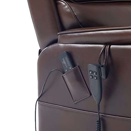 Irene House 9188 Lay Flat Sleeping Dual OKIN Motor Lift Chair Recliners for Elderly Infinite Position Recliner with Heat Massage Up to 300 LBS Electric Power Lift Recliner(Brown Faux Leather)