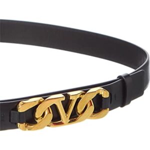 Valentino Vlogo Chain Leather Belt, 70, Black