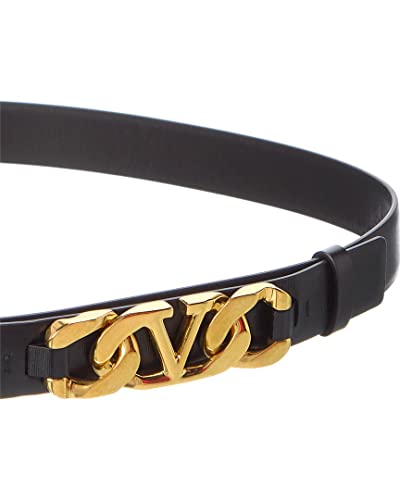 Valentino Vlogo Chain Leather Belt, 70, Black