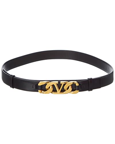 Valentino Vlogo Chain Leather Belt, 70, Black