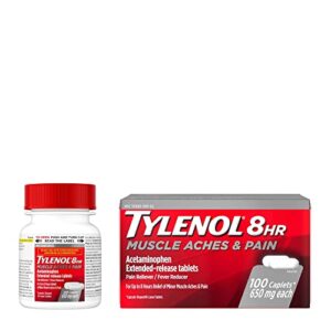 Tylenol 8 Hour Muscle Aches and Pain Caplets, 100 Count Per Bottle (3 Bottles)