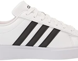 adidas Women's Grand Court 2.0 Tennis Shoe, FTWR White/Core Black/Core Black, 8.5