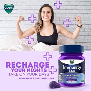 Vicks Immunity ZZZs, Elderberry, Melatonin, and Antioxidant Zinc, Immune Support, Naturally Fall Asleep, 56 Gummies