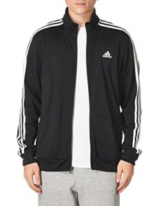 adidas men’s essentials warm-up 3-stripes track top, black/white, xx-large