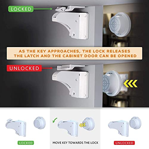 21 Magnetic Cabinet Locks 3 Keys, Child Safety 61-Piece Kit, Magnet Locks with New Upgraded Adhesive, Easy Installation, No-Drill Baby Proofing Locks to Childproof Cabinets & Drawers