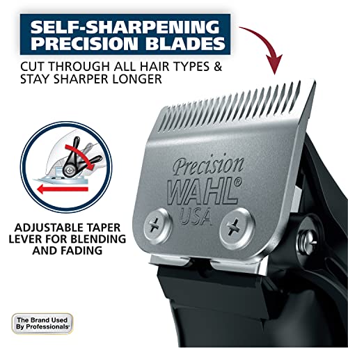 Wahl Clipper Home Barber Kit Electric Corded Clipper and Battery Touch Up Trimmer & Personal Groomer, 30 Piece Kit for Haircutting at Home – Model 79524-3001P