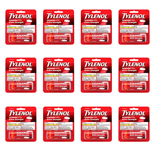 Tylenol Extra Strength Caplets with 500 mg Acetaminophen, Pain Reliever & Fever Reducer, 10 ct (Pack of 12)