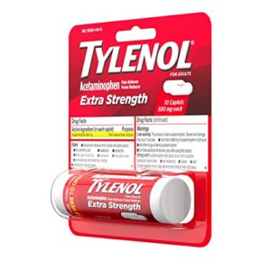 Tylenol Extra Strength Caplets with 500 mg Acetaminophen, Pain Reliever & Fever Reducer, 10 ct (Pack of 12)