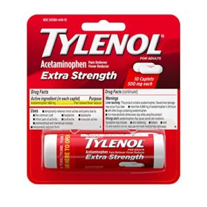 Tylenol Extra Strength Caplets with 500 mg Acetaminophen, Pain Reliever & Fever Reducer, 10 ct (Pack of 12)