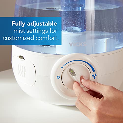 Vicks Filter-Free Ultrasonic Cool Mist Humidifier, Medium Room, 1.2 Gallon Tank-Humidifier for Baby and Kids Rooms, Bedrooms and More