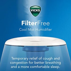 Vicks Filter-Free Ultrasonic Cool Mist Humidifier, Medium Room, 1.2 Gallon Tank-Humidifier for Baby and Kids Rooms, Bedrooms and More